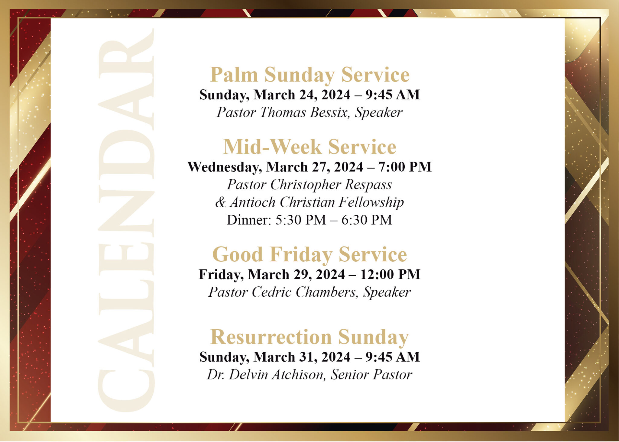 Westside 40th Anniversary : Itinerary of Events - Westside Baptist Church